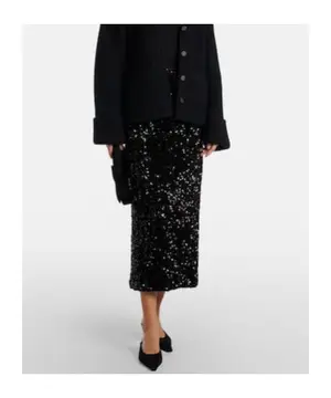 Vince Sequined Velvet Midi Skirt