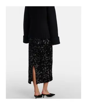 Vince Sequined Velvet Midi Skirt