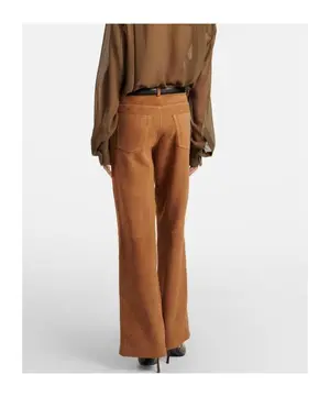 Nour Hammour Milo Suede Wide-leg Pants