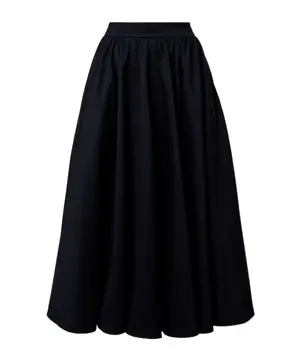 PATOU Pleated Cotton Midi Skirt - Black