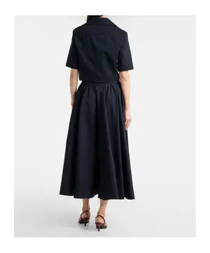 PATOU Pleated Cotton Midi Skirt