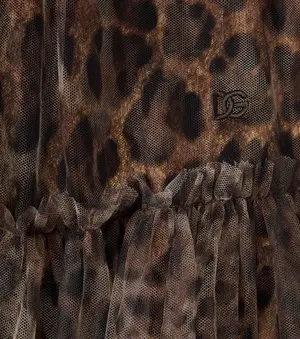Dolce & Gabbana Leopard-print Ruffled Tulle Dress