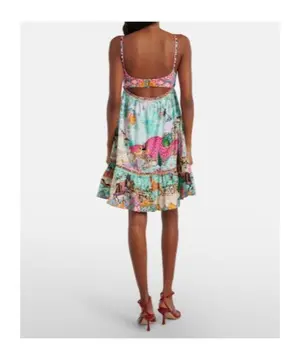 Camilla Gathered Printed Cotton Minidress