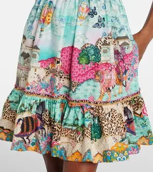 Camilla Gathered Printed Cotton Minidress