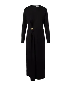 Vince Draped Wool-blend Midi Dress - Black
