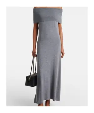 Jardin Des Orangers Off-shoulder Virgin Wool Maxi Dress