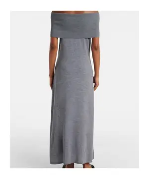 Jardin Des Orangers Off-shoulder Virgin Wool Maxi Dress