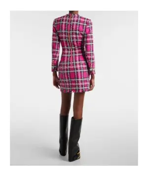 Balmain Plaid Cotton And Wool-blend Minidress
