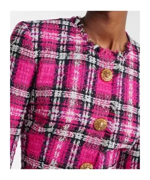 Balmain Plaid Cotton And Wool-blend Minidress