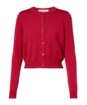 Carolina Herrera Cropped Silk And Cotton Cardigan - Red
