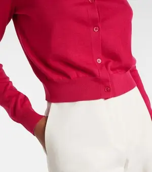 Carolina Herrera Cropped Silk And Cotton Cardigan - Red