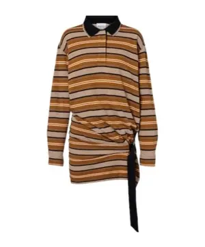 Isabel Marant Étoile Isea Striped Cotton Piqué Polo Dress - Brown