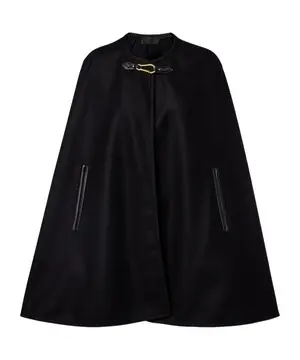 NILI LOTAN Arianna Leather-trimmed Wool-blend Cape