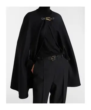 NILI LOTAN Arianna Leather-trimmed Wool-blend Cape