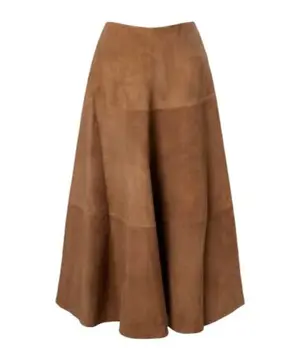 Altuzarra Varda Suede Midi Skirt - Brown