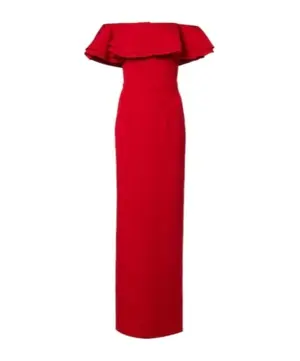 SAFIYAA LONDON Ryan Ruffled Off-shoulder Crêpe Gown - Red