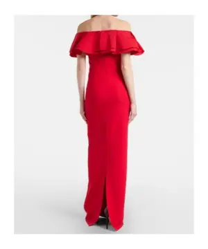 SAFIYAA LONDON Ryan Ruffled Off-shoulder Crêpe Gown