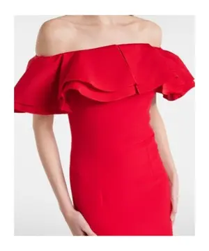 SAFIYAA LONDON Ryan Ruffled Off-shoulder Crêpe Gown