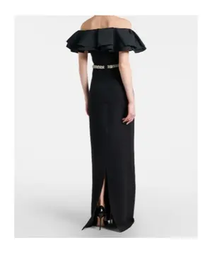 Safiyaa Crystal Embellished Off-the-shoulder Crepe Gown
