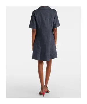 Vince Cotton And Linen Chambray Minidress