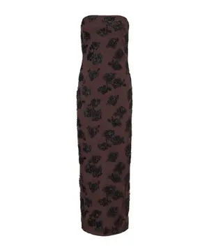 ROTATE BY BIRGER CHRISTENSEN Beaded Floral Maxi Dress - Black