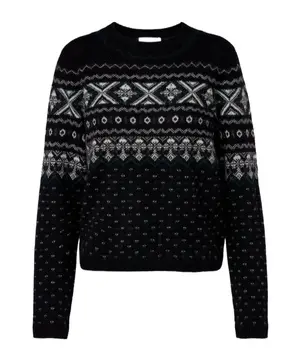 Vince Fair Isle Cashmere Sweater - Black