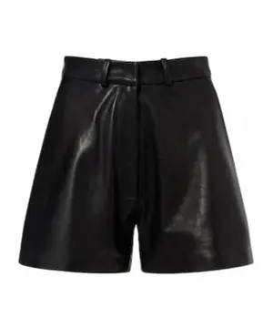 Nour Hammour Barrel Leather Shorts - Black