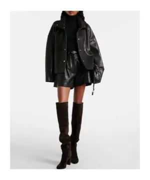 Nour Hammour Barrel Leather Shorts