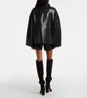 Nour Hammour Barrel Leather Shorts