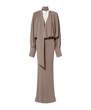 ROTATE BY BIRGER CHRISTENSEN Scarf-detail Maxi Dress - Brown