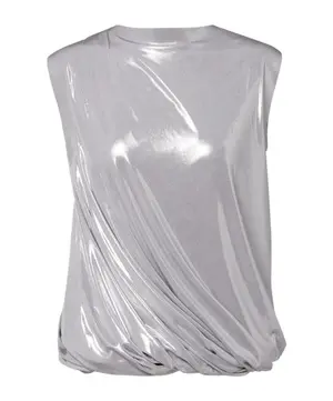 Norma Kamali Twist Metallic-effect Top - Gray