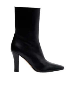 THE ROW Mona Leather Ankle Boots - Black