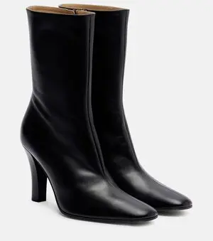 THE ROW Mona Leather Ankle Boots