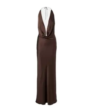 ROTATE BY BIRGER CHRISTENSEN Draped Chiffon Maxi Dress - Black