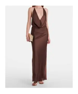 ROTATE BY BIRGER CHRISTENSEN Draped Chiffon Maxi Dress