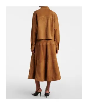 Nour Hammour Opera Suede Maxi Skirt