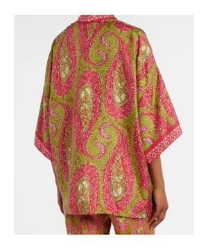 Etro Printed Silk Twill Wrap Coat
