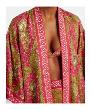 Etro Printed Silk Twill Wrap Coat