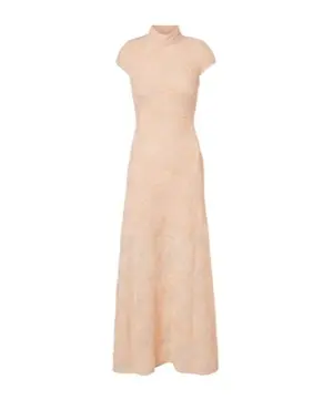 ROTATE BY BIRGER CHRISTENSEN Floral Embroidered Tulle Maxi Dress - Nude