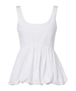 RÓHE Peplum Cotton Poplin Top - White