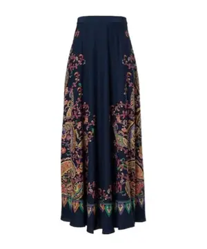 Etro Paisley Printed Silk Maxi Skirt - Black