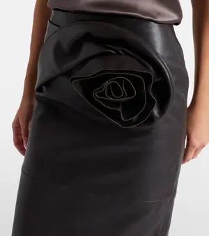 Magda Butrym Floral-appliqué Leather Midi Skirt