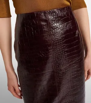 Nour Hammour Elyse Croc-effect Leather Pencil Skirt