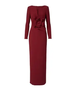 Roland Mouret Floral-appliqué Crêpe Gown - Red