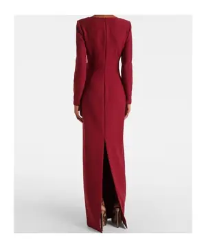 Roland Mouret Floral Appliqué V-neck Gown - Red