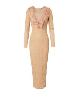 Alessandra Rich Ruffled Lace Midi Dress