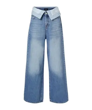 7 For All Mankind Double Layer Slouchy Wide-leg Jeans - Blue