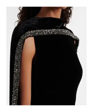 Roland Mouret Caped Embellished Velvet Gown