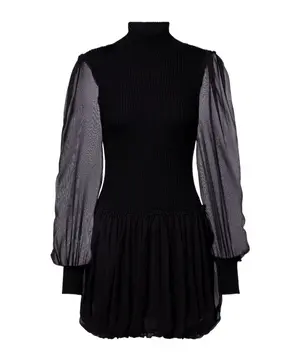 FRAME Ribbed Knit Dress - Black