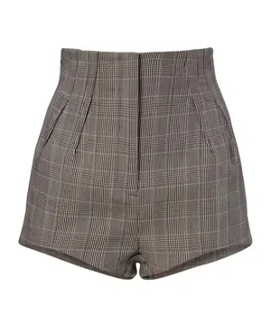 MUGLER Houndstooth Virgin Wool Shorts - Gray